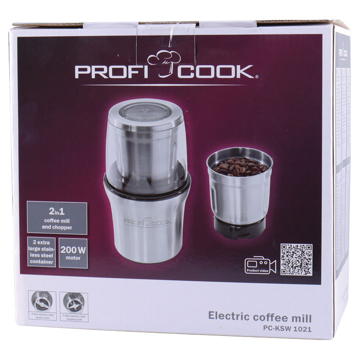 Μύλος Άλεσης Καφέ & Κόφτης Ηλεκτρικός 2 σε 1 PROFI COOK 85gr 200W ...